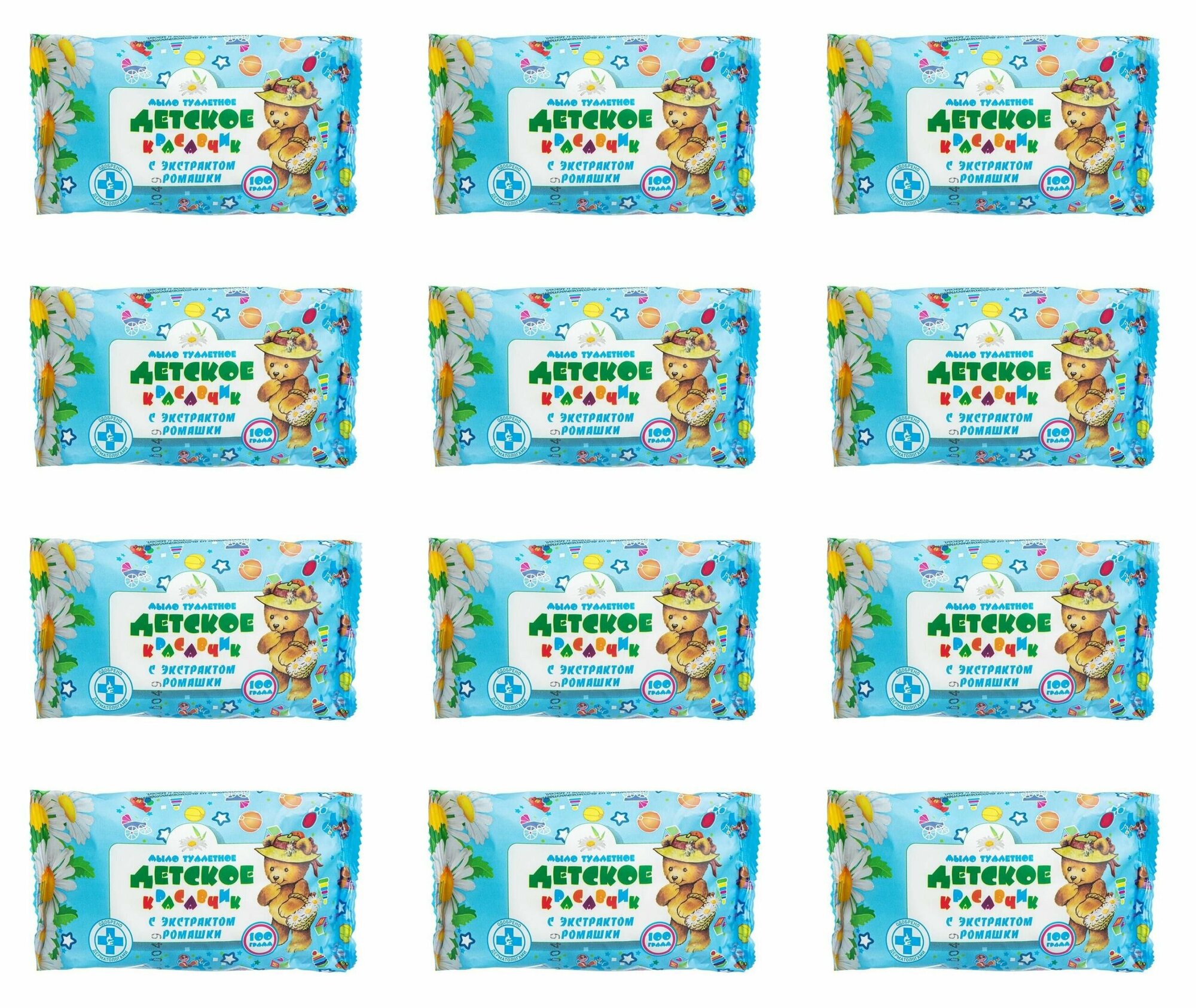 Меридиан Твердое мыло Детское с экстрактом ромашки, 100 г, 12 шт