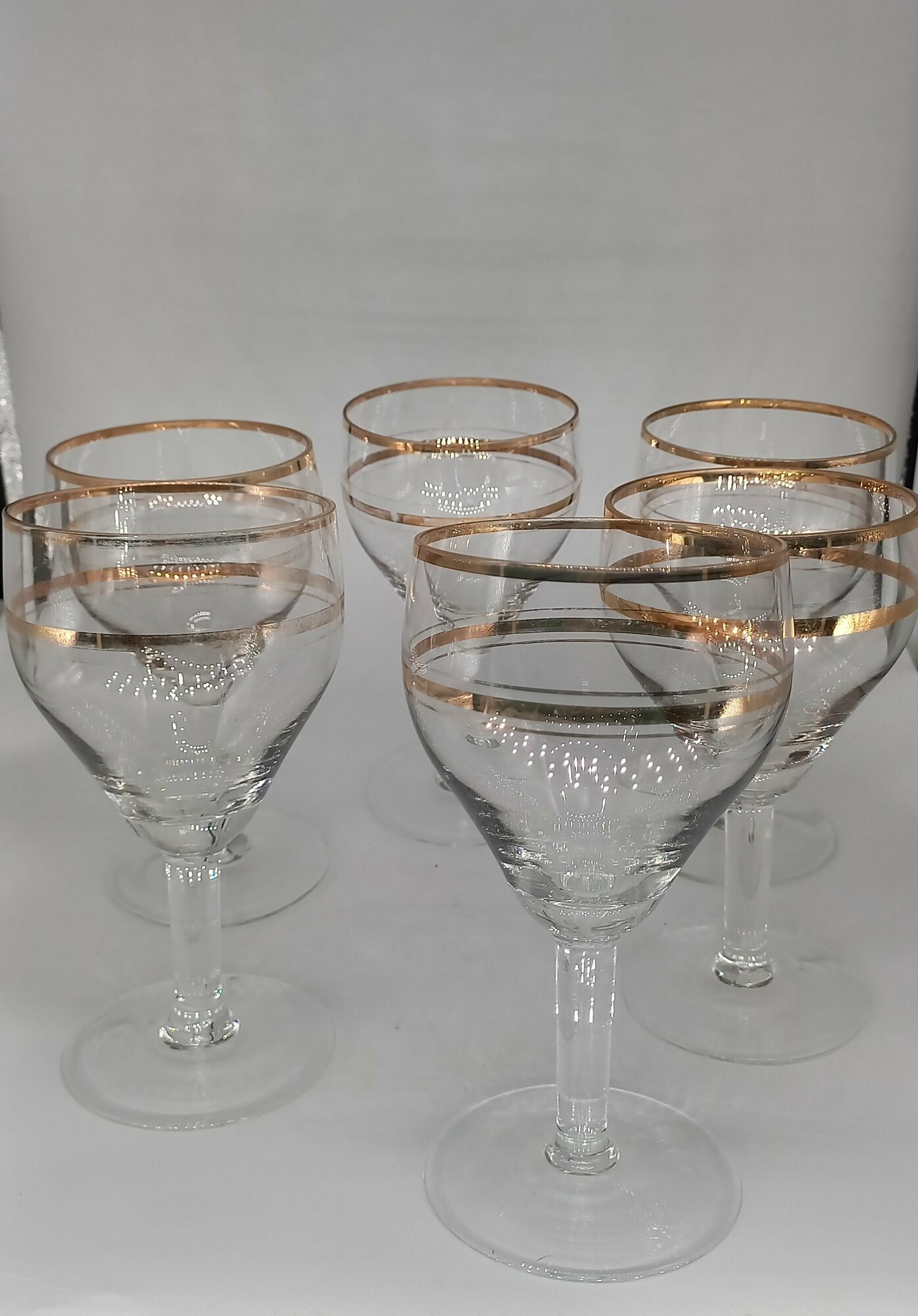 Винтажный советский набор фужеров с золочением, стекло, СССР