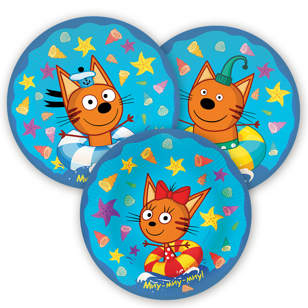 Набор одноразовых тарелок Дон Баллон 7', 18 см, Три Кота, морские приключения, 6 шт