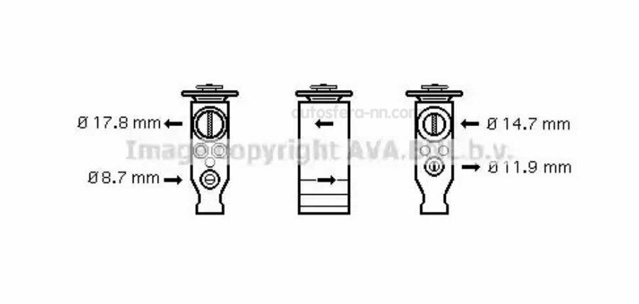 AVA PE1357 Клапан расширительный системы кондиционирования PEUGEOT 307 (03>09)