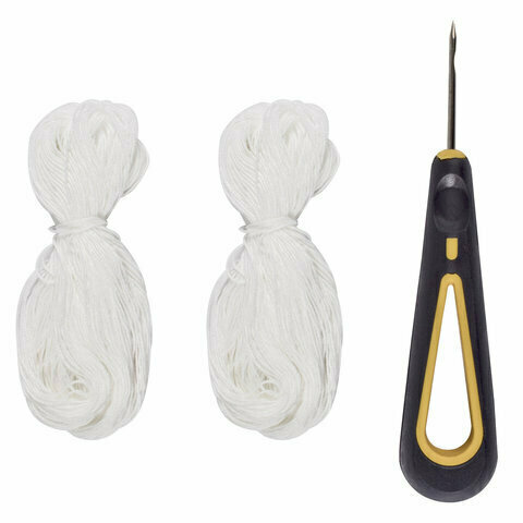 2 шт. Набор для прошивки документов (шило с ушком, нить 60 м), в блистере, STAFF, 605383