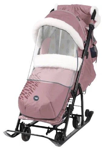 Санки-коляска Nika Ника Детям 7-5K НД7-5K пыльно-розовый с шишкой(черный каркас)