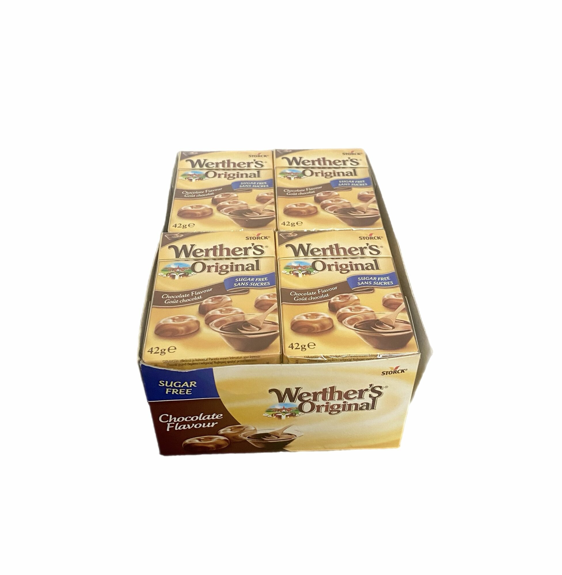Конфеты Werther's Original chocolate flavour ириски со вкусом шоколада без сахара, 504 гр (12 пачек х 42 г) (из Финляндии)