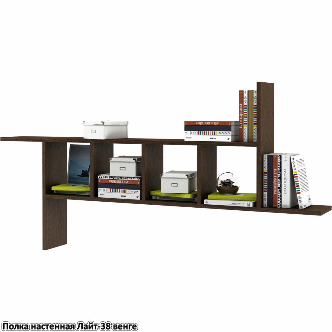 Полка Лайт-38 Дуб-апрель-темный, ЛДСП, МФ Владимир VMF, 146х72,2х17 см.