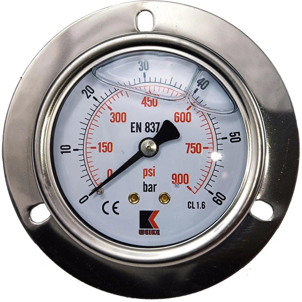 Аркаим Манометр гидравлический фланцевый WKP1007 на 60 бар, 63 мм, G 1/4" виброустойчивый - глицериновый WKP1007F60D63G14