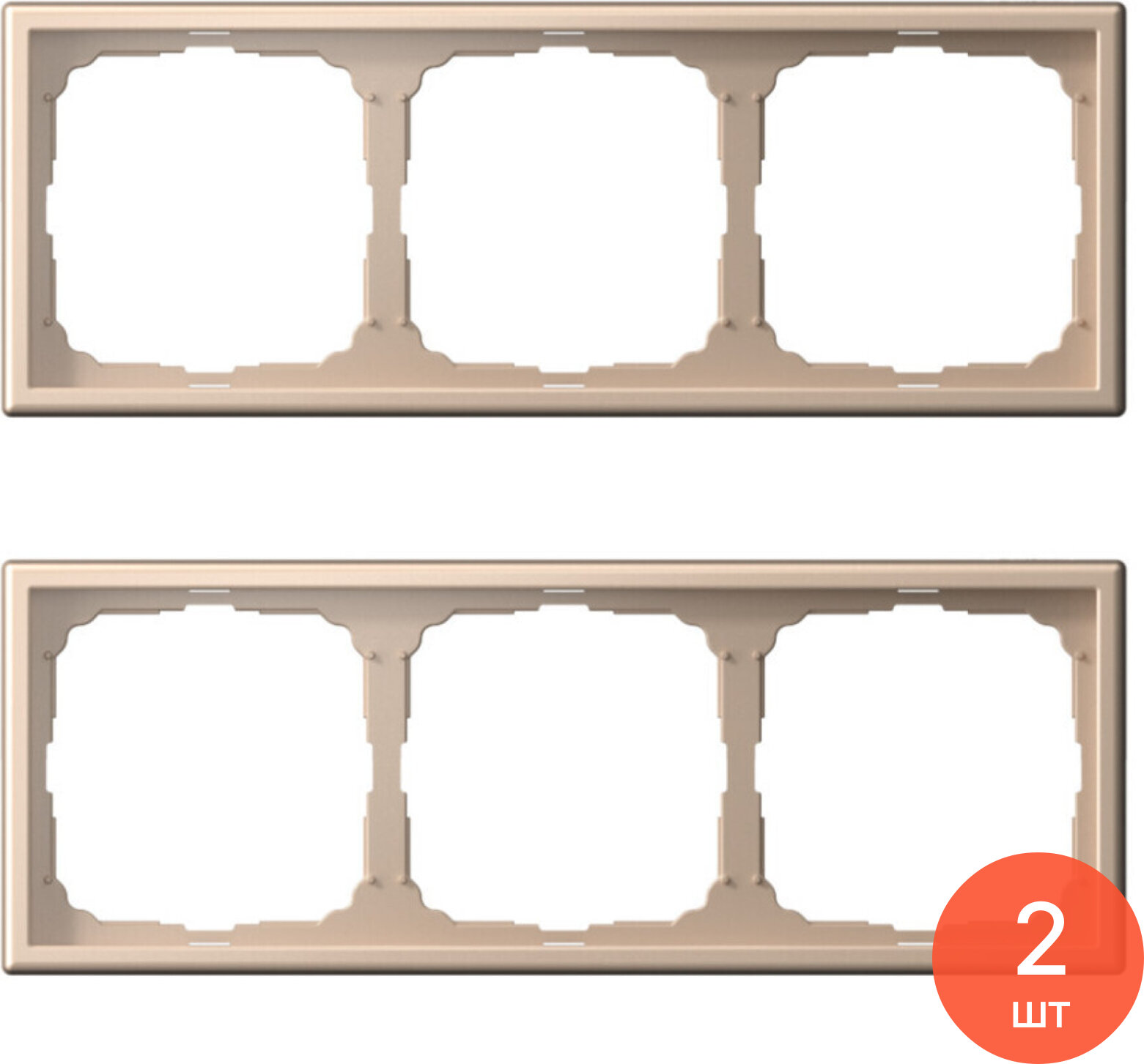 Рамка электроустановочная Systeme Electric / Систем Электрик ArtGallery GAL001203 песочный, 3 поста / для розеток и выключателей (комплект из 2 шт)