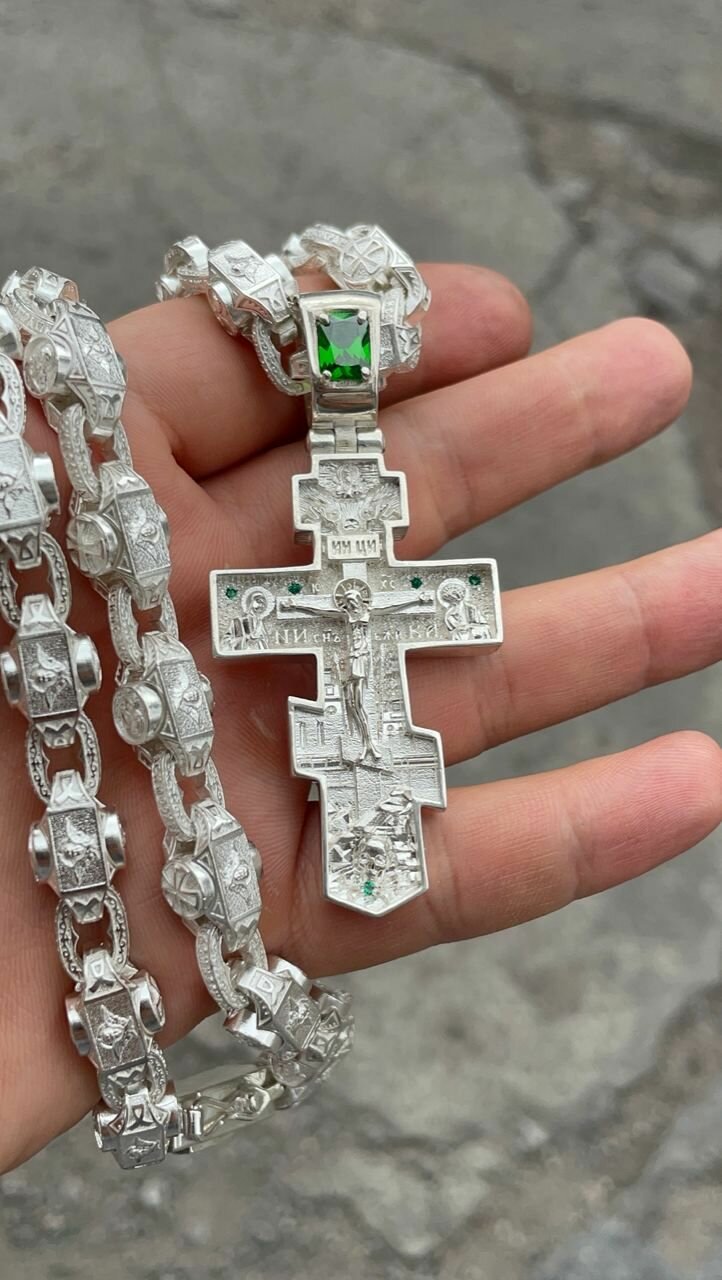 Ювелирный комплект, серебро, 925 проба, изумруд синтетический