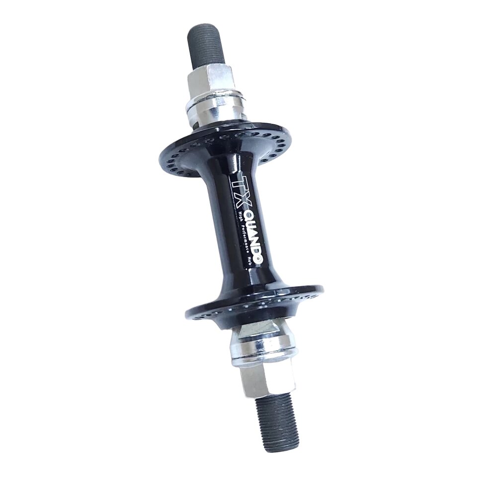 Втулка передняя BMX промподшипники, 14мм ось 48 отверстий на гайках, черная OLD 100мм бренд TX QUANDO