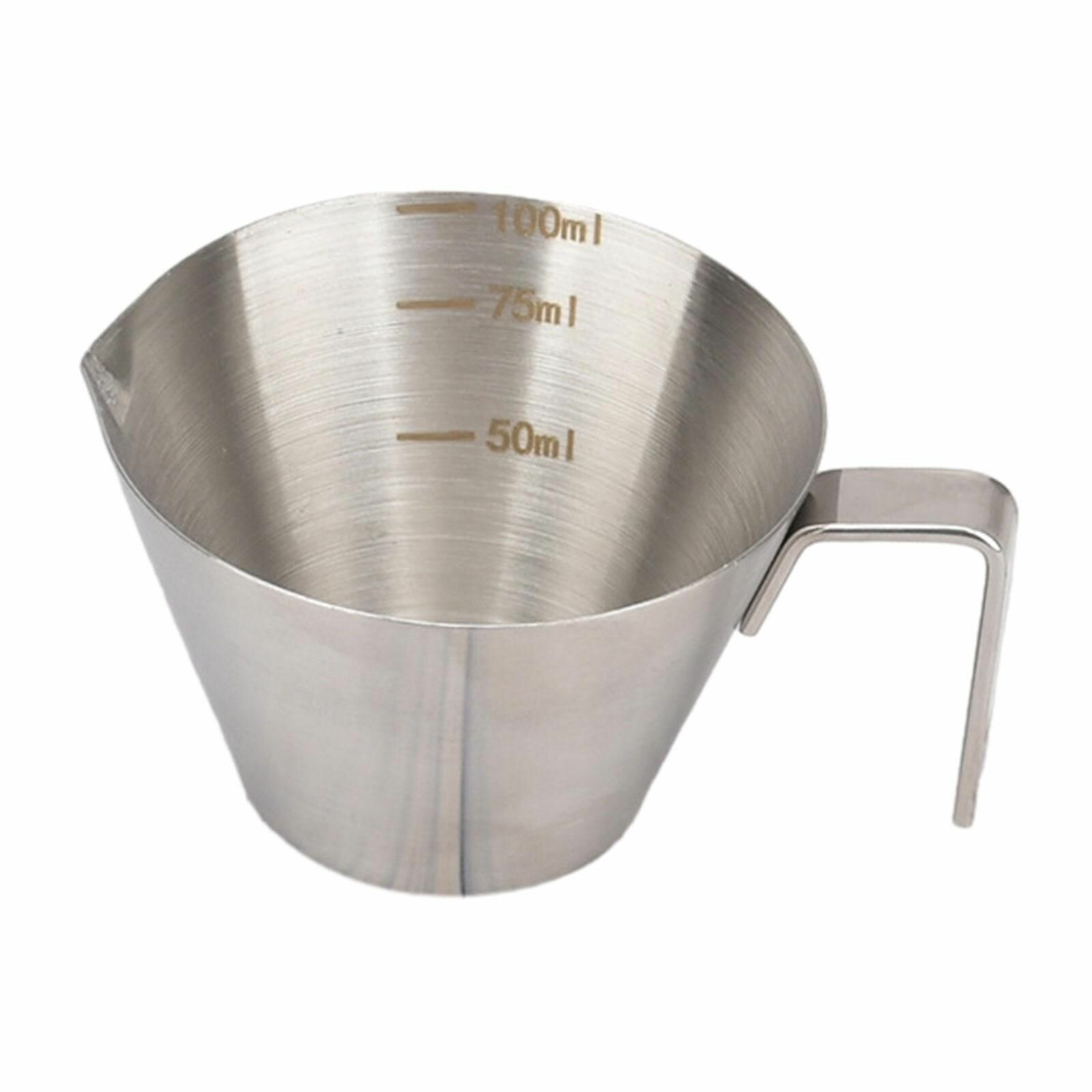 Кухонный мерный стакан для эспрессо из нержавеющей стали верхний диаметр 7 см, нижний диаметр 4 см, высота 4,5 см.