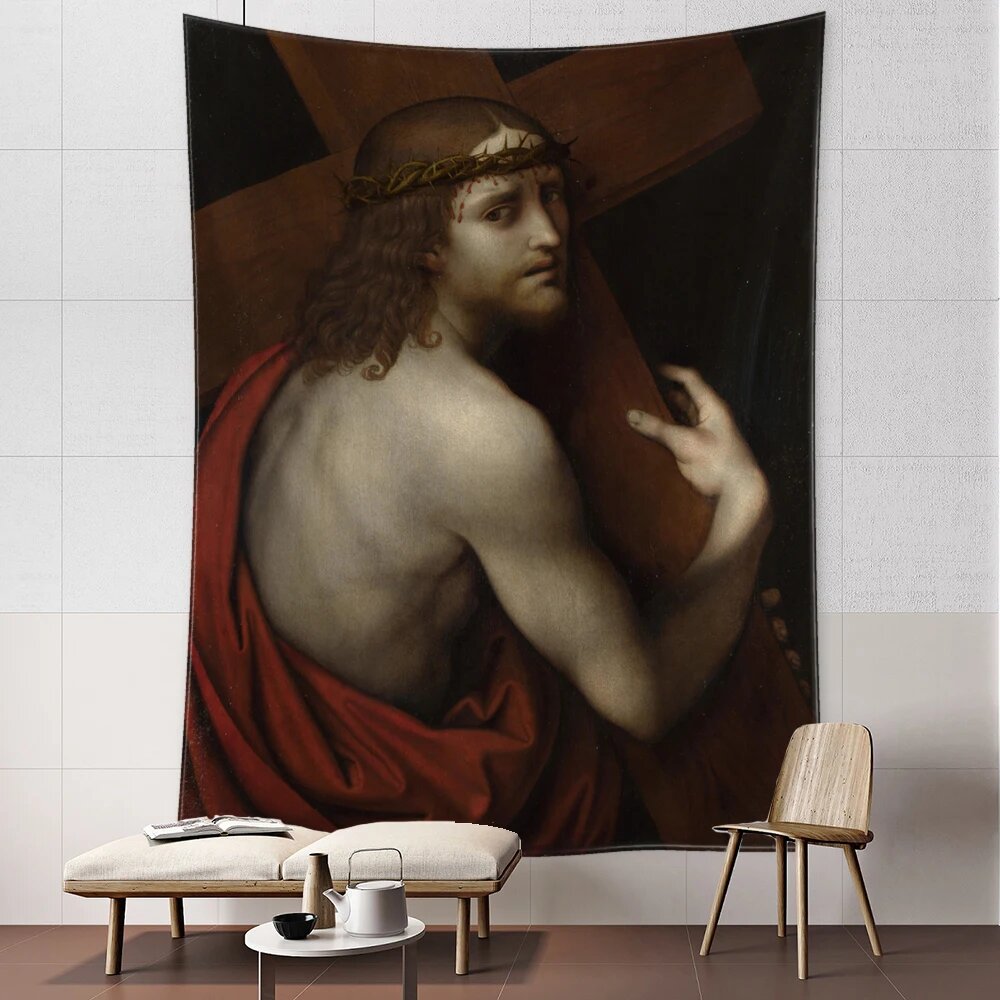 Гобелен с граффити Мона Лизы, настенный гобелен в стиле бохо, психоделическое 95x70cm, gt1114-13