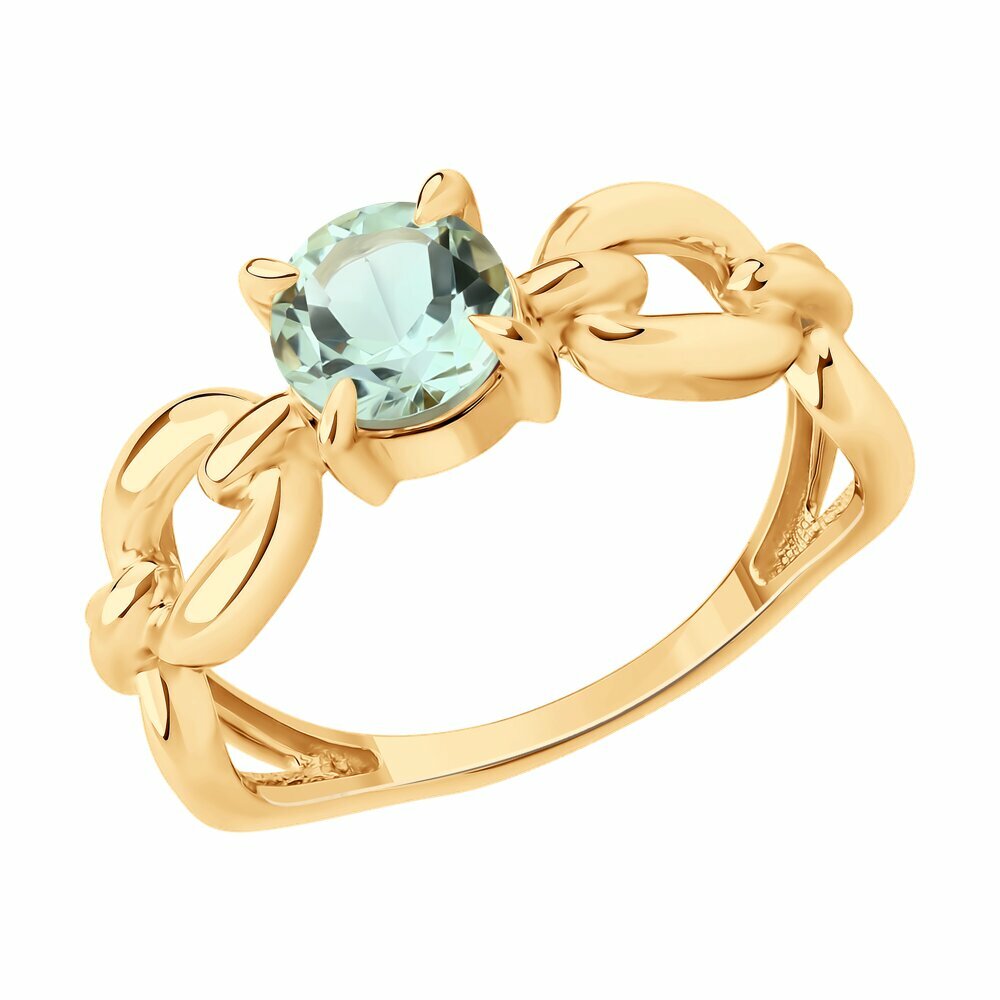 Кольцо, красное золото, 585 проба, празиолит