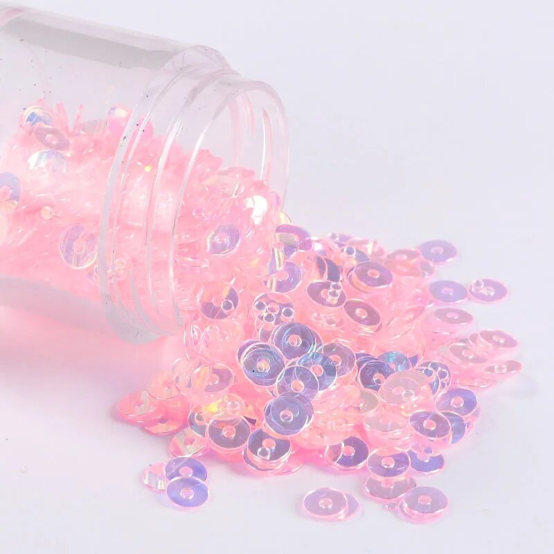 Плоские круглые пайетки isequins ПВХ 2-6 мм матовые и кремовые Розовый, 5mm 1000pcs 10g, Crystal BL Pink