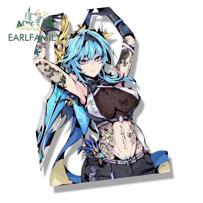 EARLFAMILY Street Punk Eula Fanart автомобильная наклейка аниме Genshin Impact Sketch Waifu Die-cut