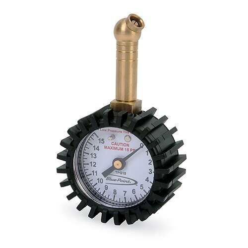 Манометр Blue-point для колес с низким давлением (ATV и другая техника) шкала 0-15 psi (15 psi равно 103.3 КПа), цена деления 0.5 psi TPG15