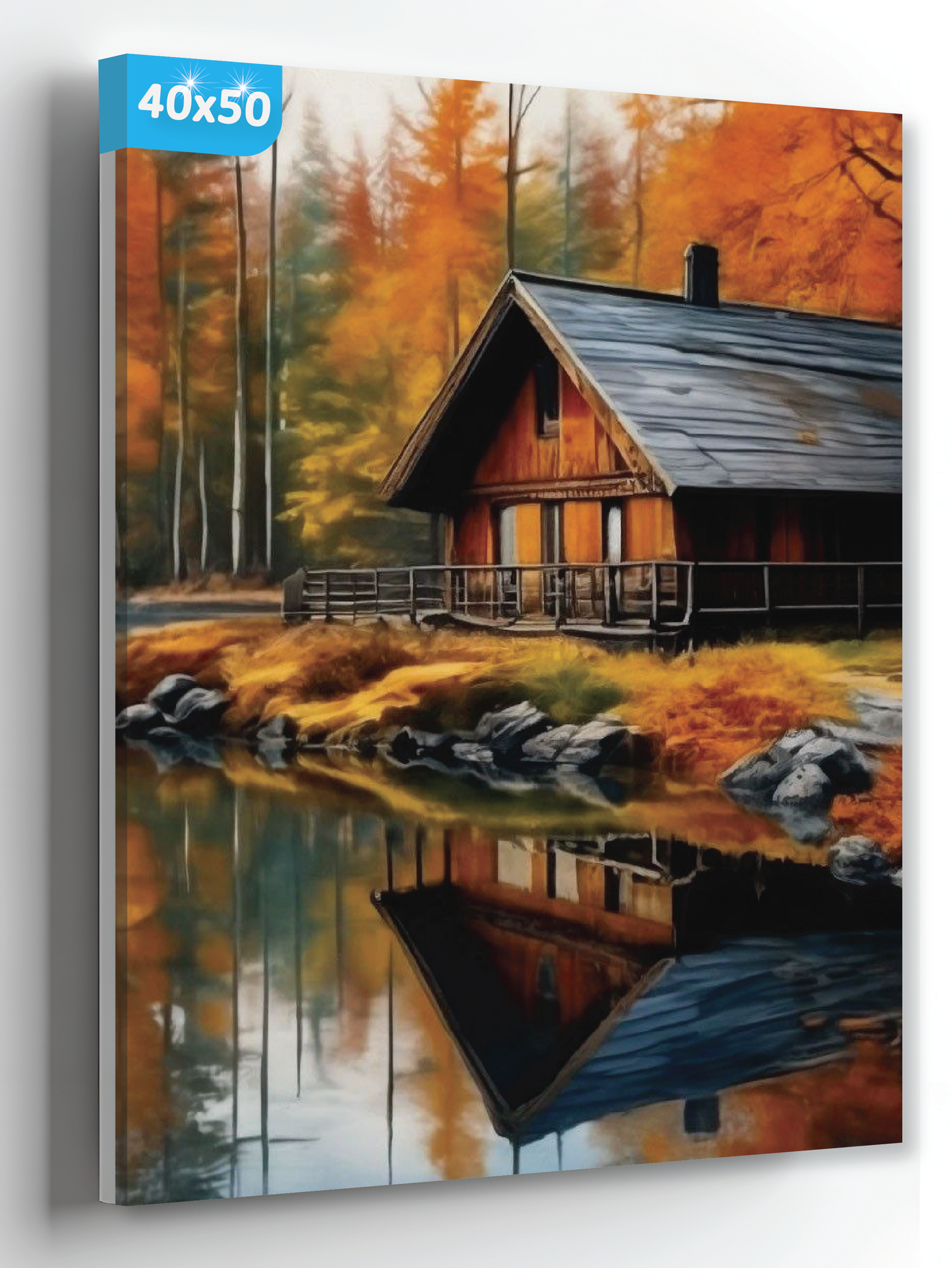 Алмазная мозаика 40х50 на подрамнике картина стразами алмазная вышивка осенний пейзаж