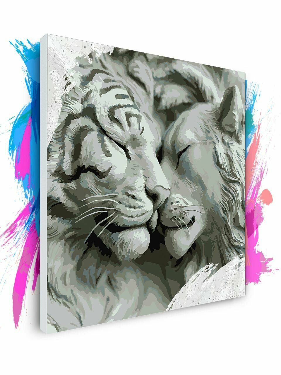 Картина по номерам на холсте Барельеф с кошками, 70 х 70 см