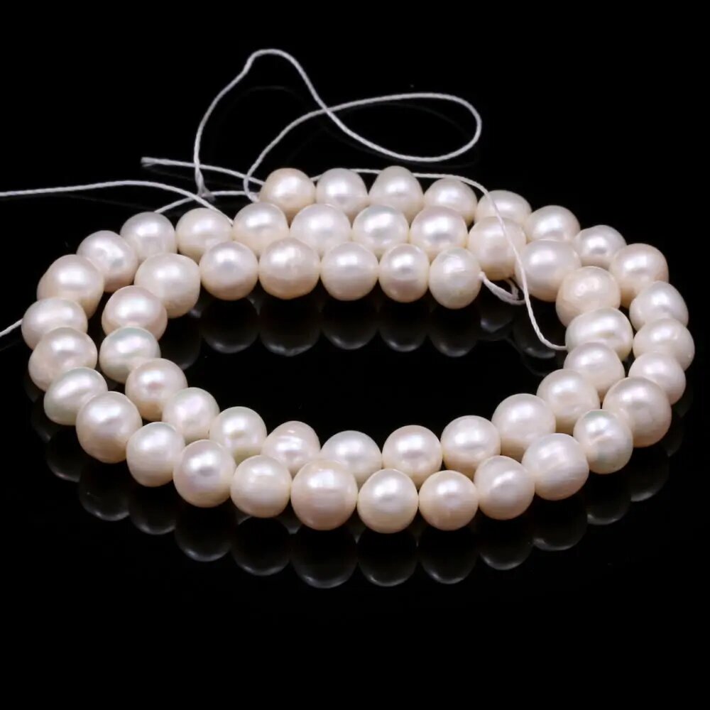 Натуральные пресноводные жемчужины AA, 36 см Белый, 7-8mm, white