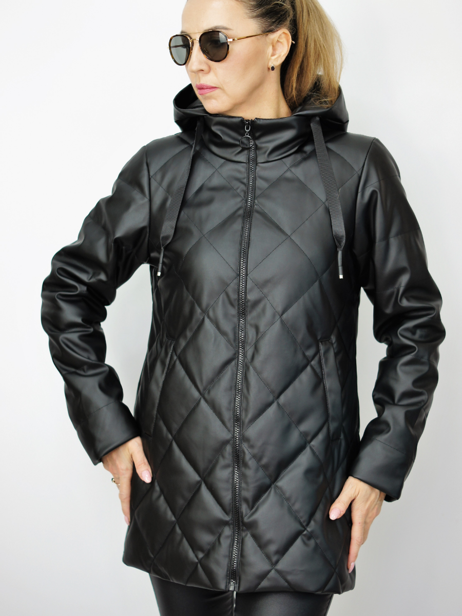 Куртка Куртка демисезонная женская с копюшоном экокожа
