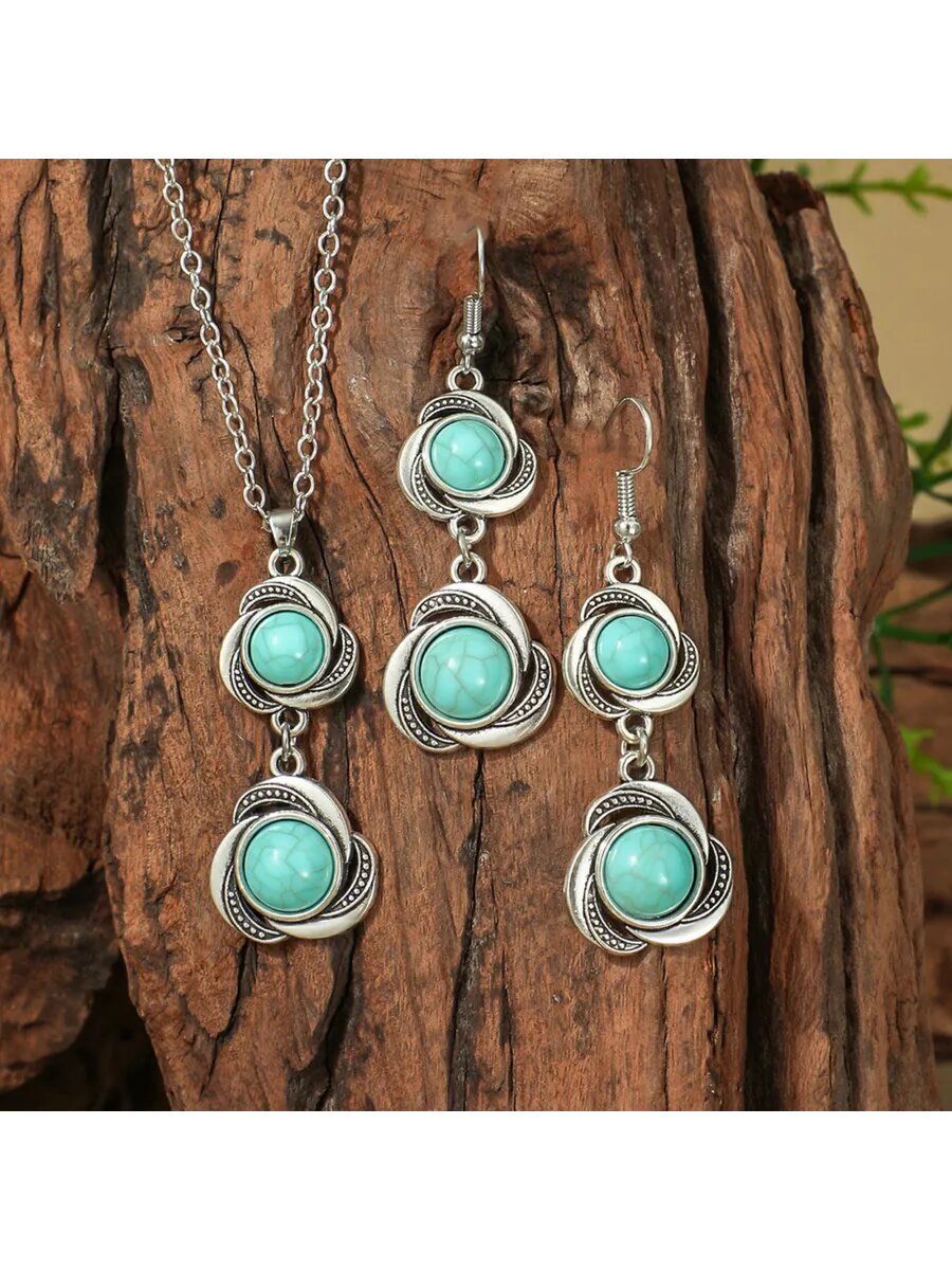 Комплект бижутерии: цепь, бирюза синтетическая