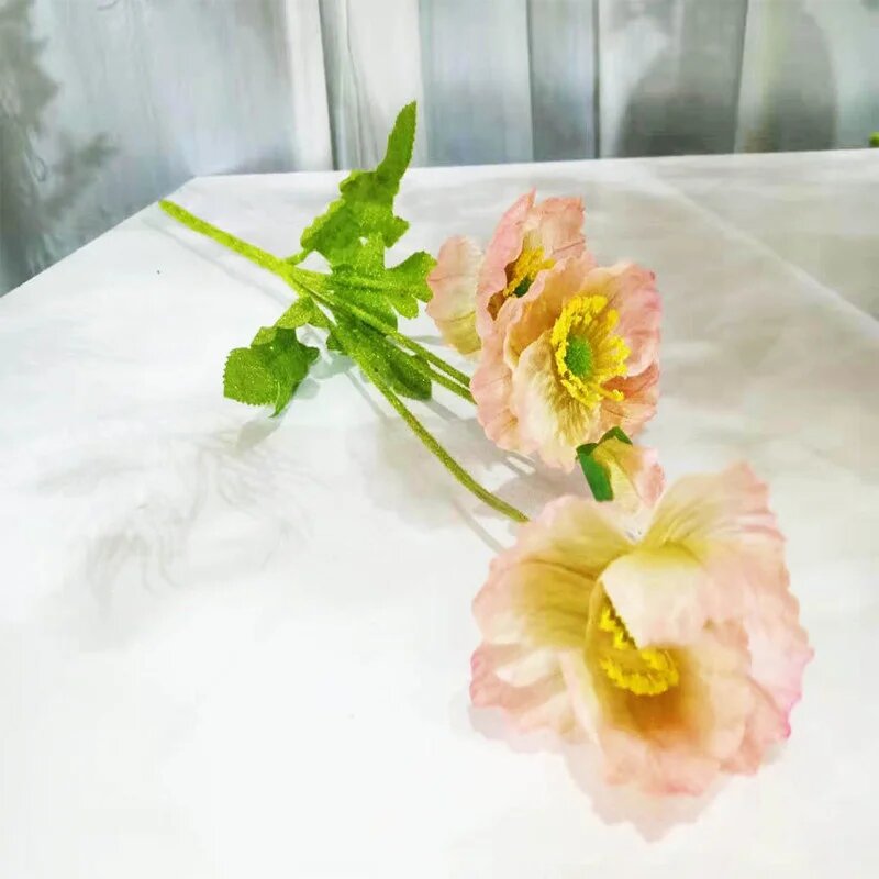 Искусственный мак Angela Flower, белый с Pink champagne