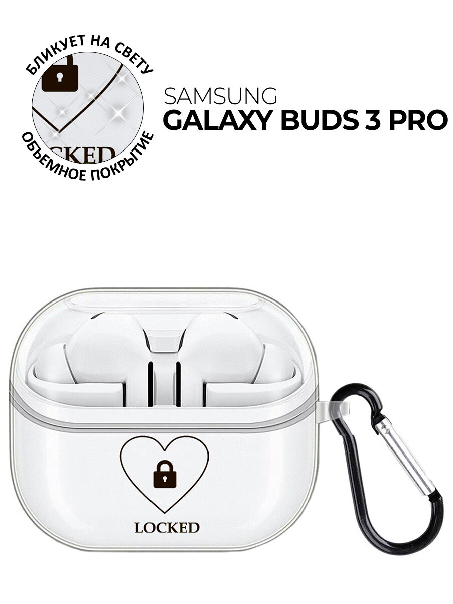Чехол на Samsung Galaxy Buds 3 pro с принтом "Locked" прозрачный