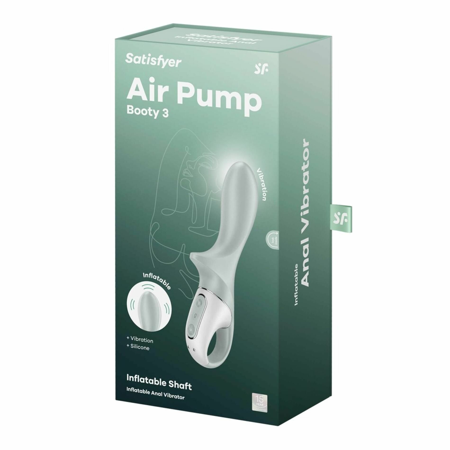 Вибратор Satisfyer Air Pump Booty 3, медицинский силикон, 12 режимов вибрации