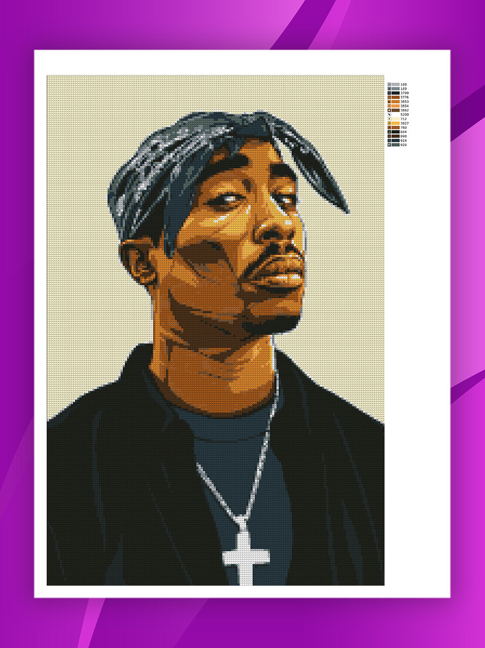 Алмазная мозаика без подрамника - вышивка 2Pac 40 х 60 см