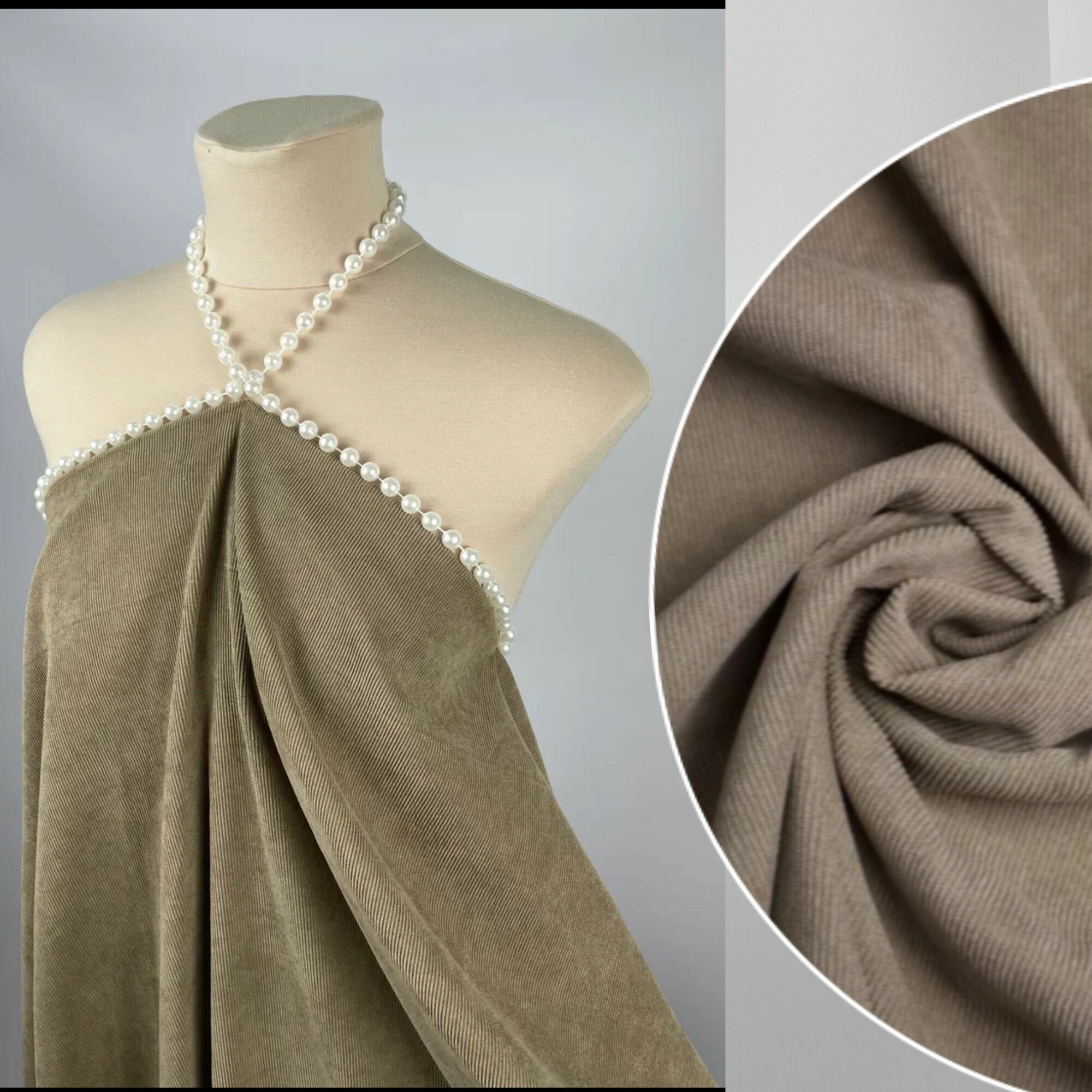 Ткань плательная Вельвет 100х150см, состав: 95% полиэстр, 5% эластан