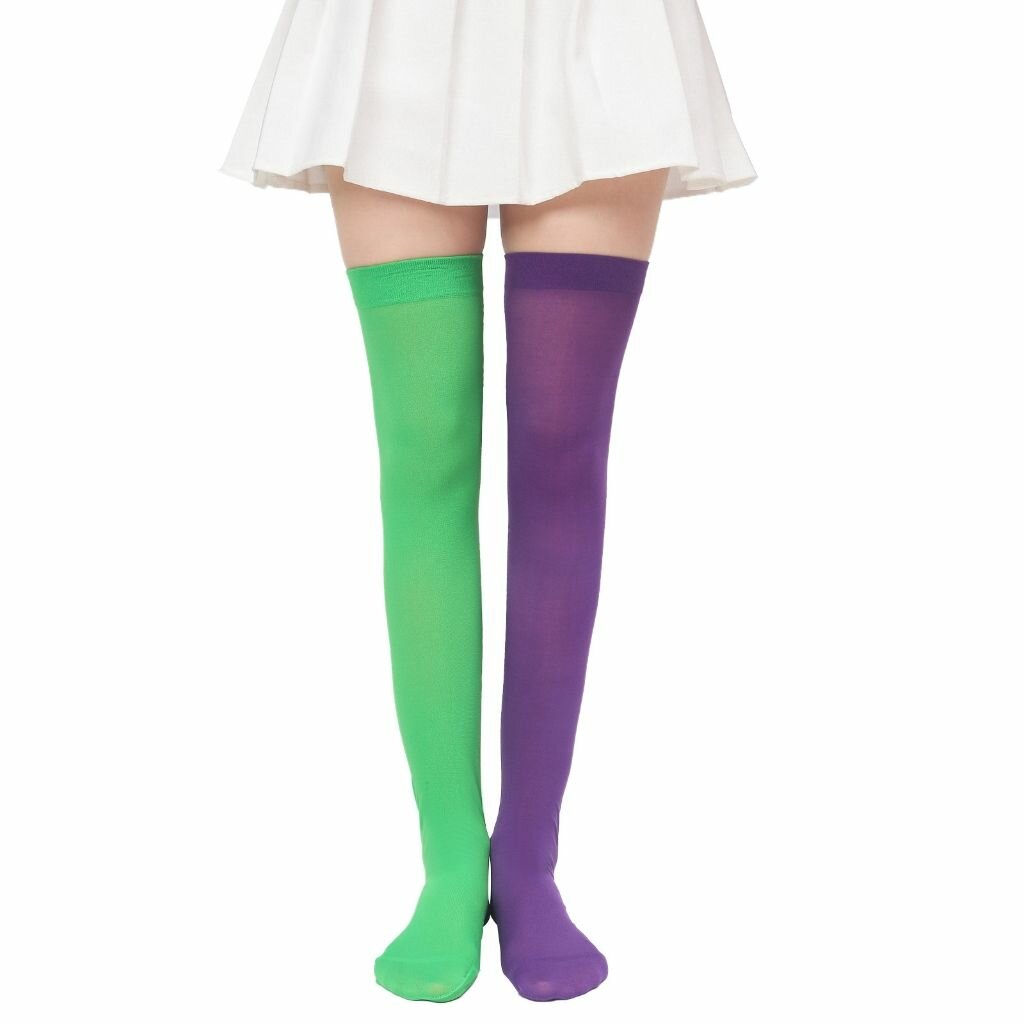 Чулки в полоску "Инь и Янь" чулки-Зелено-Фиолетовый