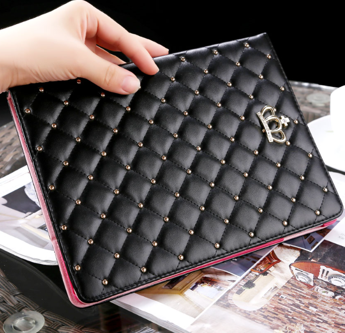 Стёганная кожа в ромбик с узором чехол-обложка для Xiaomi Mipad 2/3 цвет черный MyPads