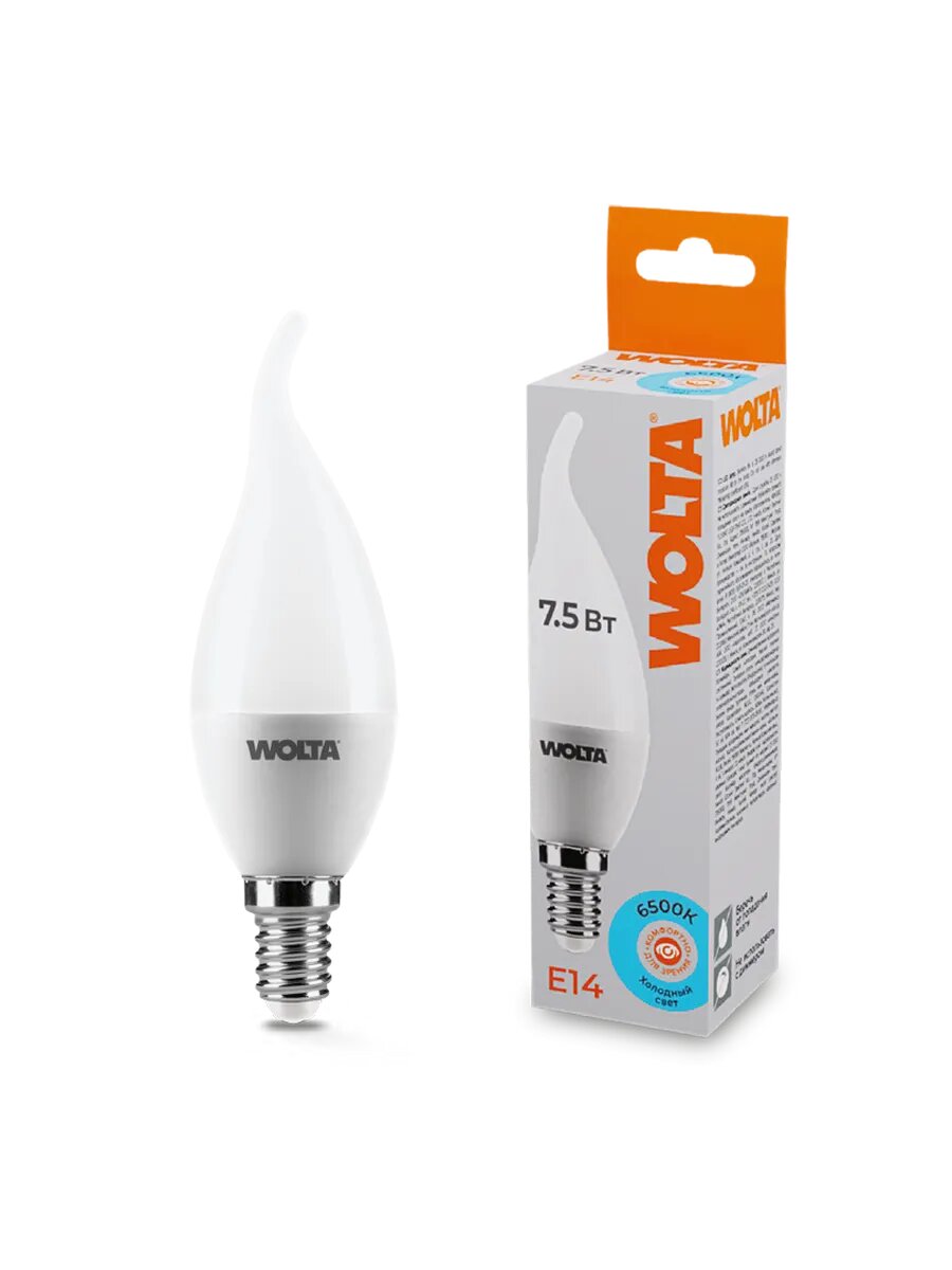 Светодиодная лампа WOLTA 25WCD7.5E14 7.5Вт 6500K E14 холодный свет