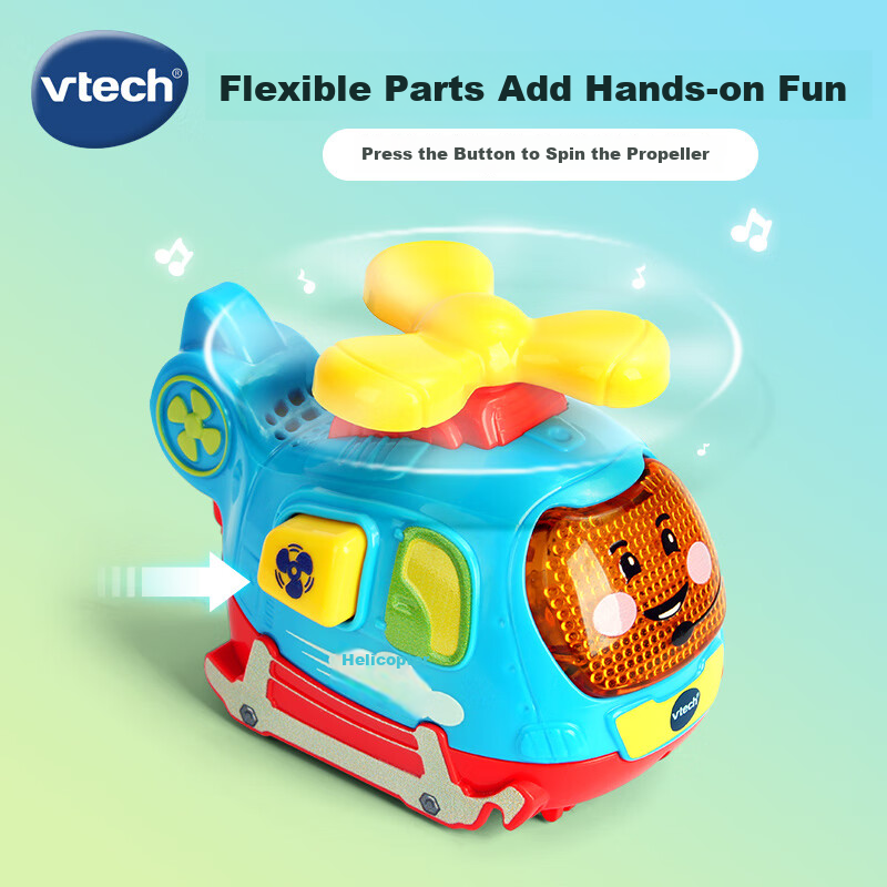 VTech Children's Toy Track Car Helicopter with Sound And Light Music, Birthday Gift for Boys And Girls Aged 1-5