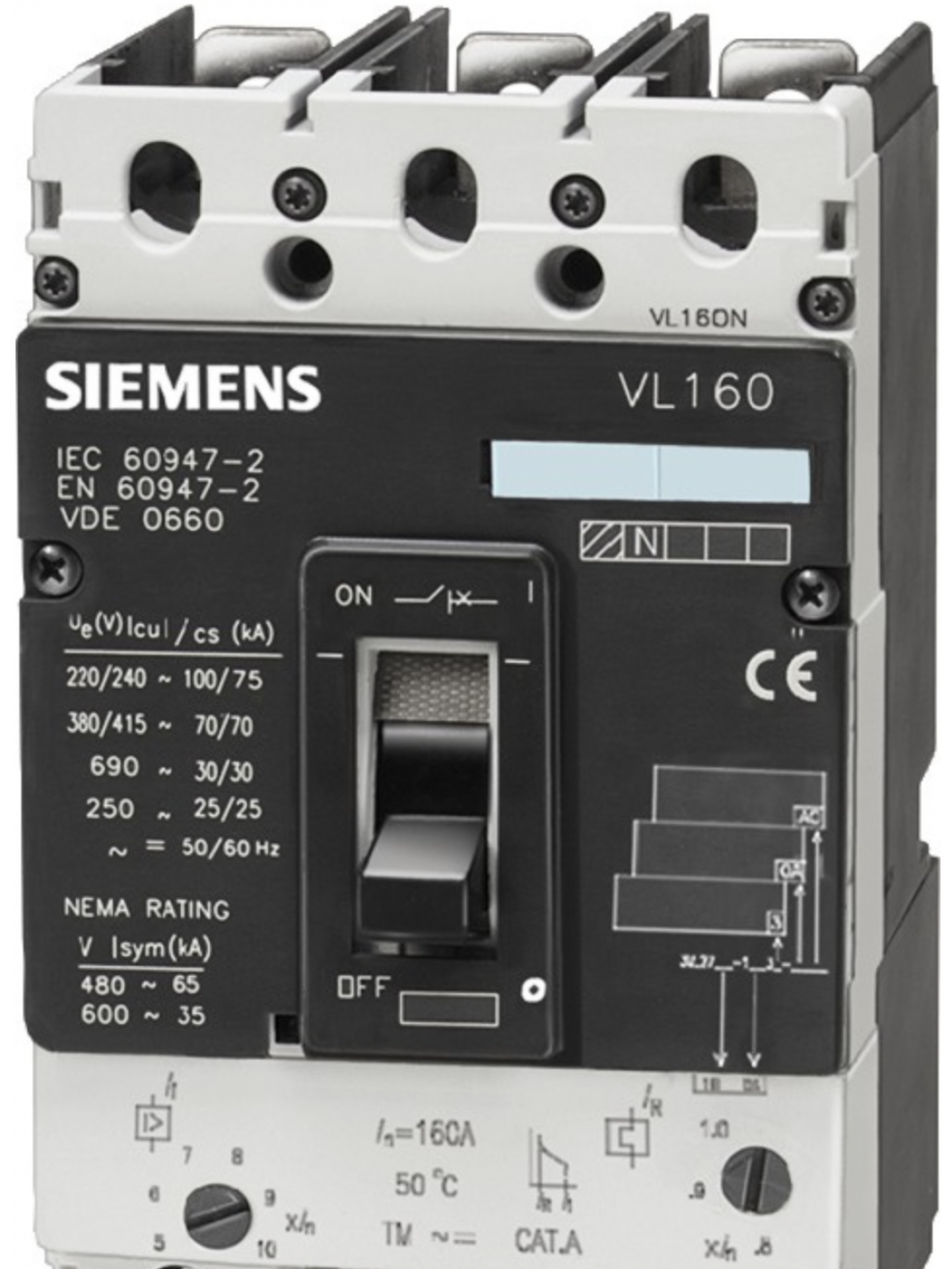 Автоматический выключатель Siemens 3VL2710-1DC33-2HD1 415 В AC Icu: 55 кА