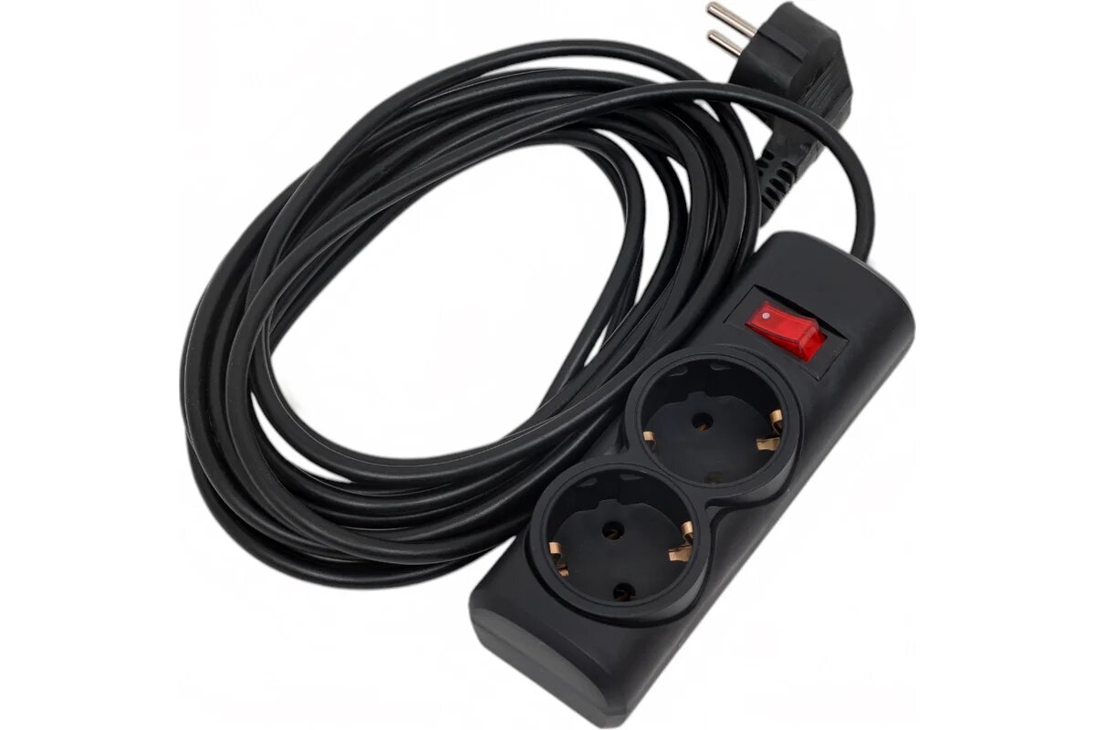 PROGIX удлинитель сетевой 5 м с/з, 2 розетки, черный, кабель 3x0.75, PG205 для дома