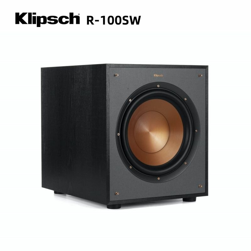 Активный аудиофильский сабвуфер Klipsch R-100SW, 10-дюймовый сабвуфер, высокая мощность 300 Вт, черный