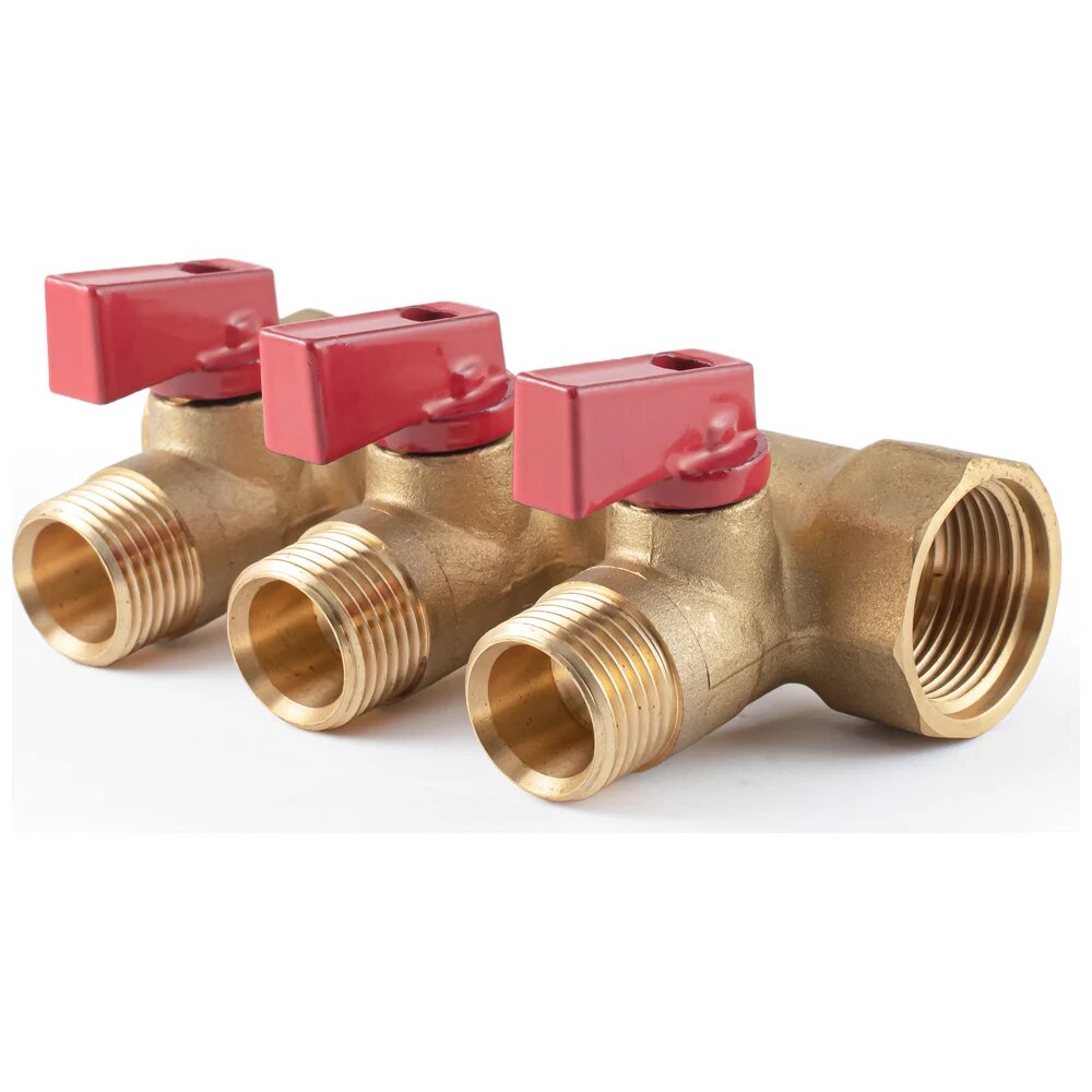 Коллектор с шаровыми кранами PROFACTOR в/н 3/4" х 3 вых 1/2"нар PF MV 264.3, используется — фото 1