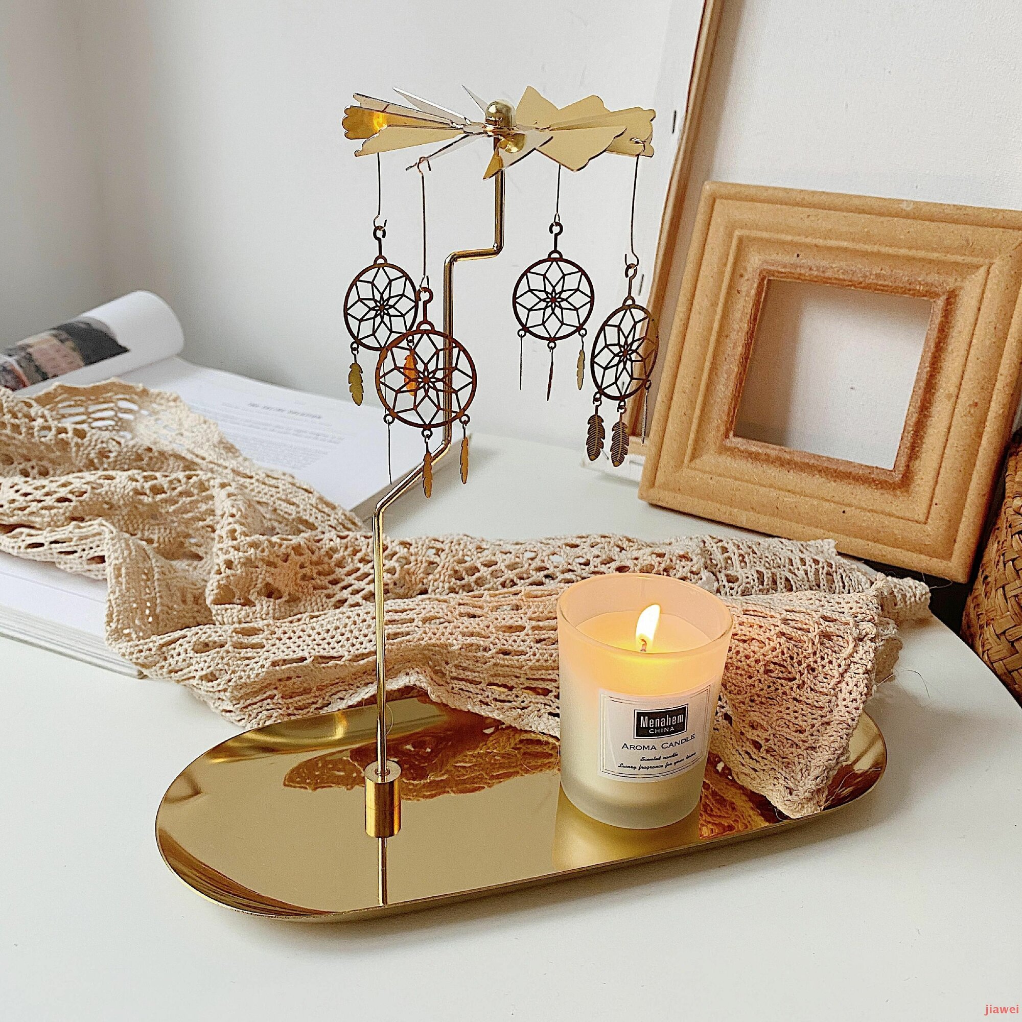 Карусель металлический подсвечник золото украшение дома подарок на день рождения Новый год