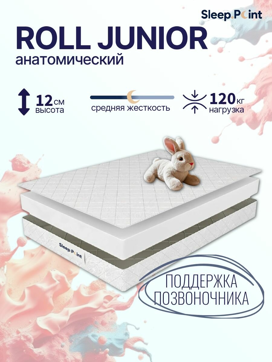 Sleep.Point Матрас матрас 60х170, JUNIOR ROLL, беспружинный, анатомический, ортопедический, двусторонний, детский