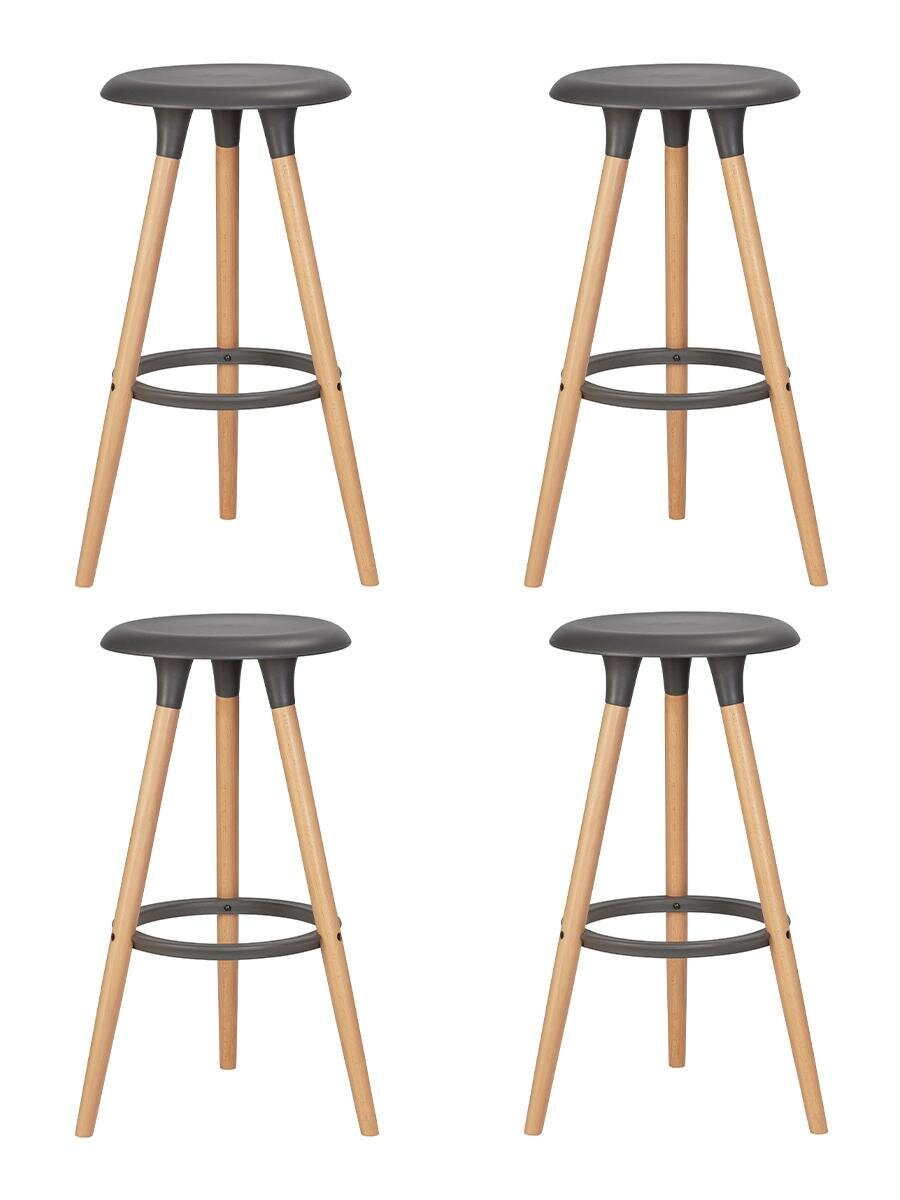 Стул барный DOBRIN Набор 4 шт Табурет барный DOBRIN ROYCE, ножки светлый бук, цвет темно-серый (GR-04) арт. LMZL-PP652-N_LB-MTR_P-GR-04