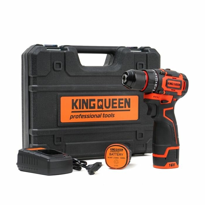 Шуруповерт KINGQUEEN 45 Нм, бесщеточный,10мм, KQ-8168,16.8В, 2акб. зу, кейс.