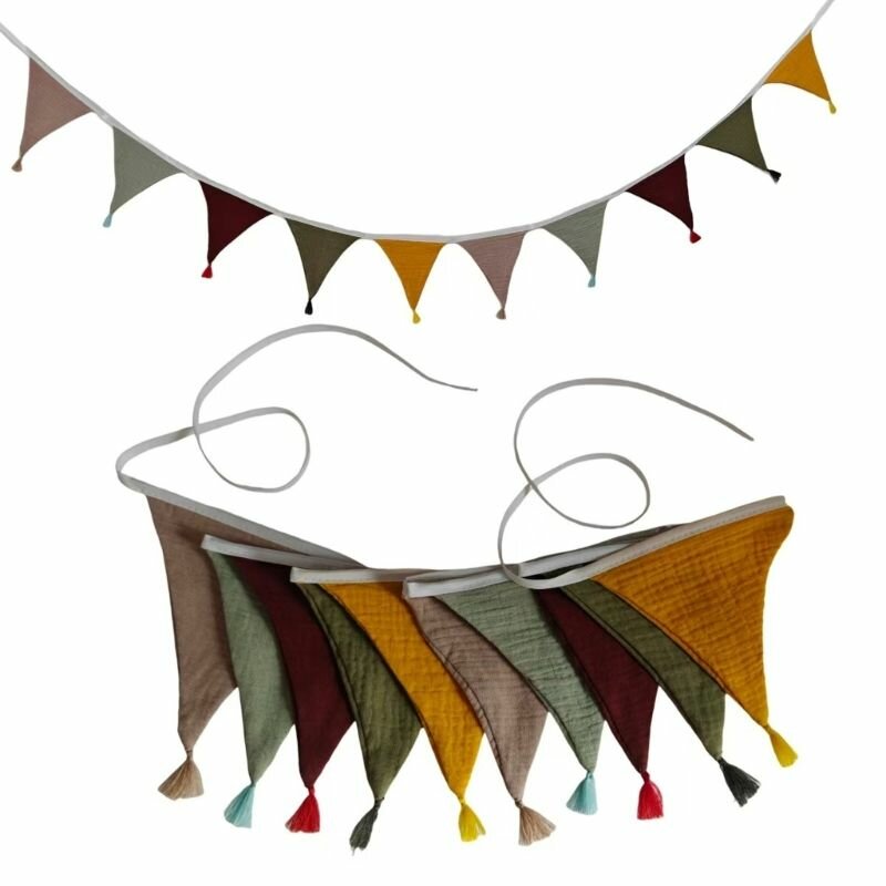 Хлопковые флажки для украшения детской комнаты, винтажные и многоцветные, D