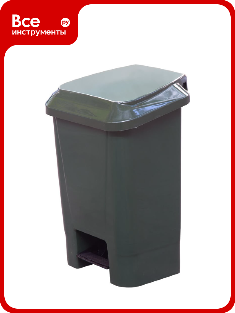 Мусорный контейнер полимерный Тара. ру 30л, в комплекте с педалью и пакетодержателем, зелёный 36517, надежное