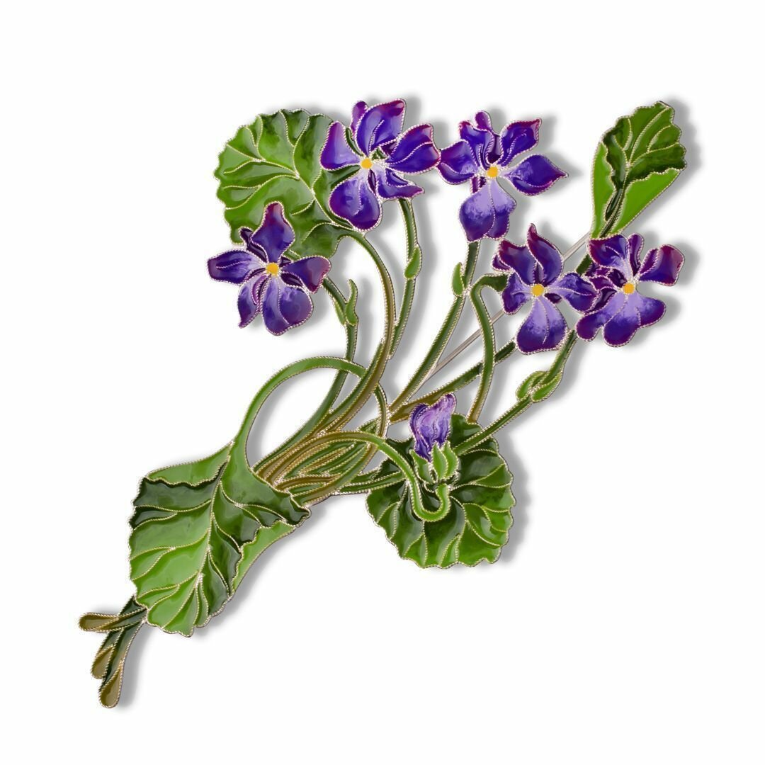 Брошь, серебро, 925 проба, эмаль