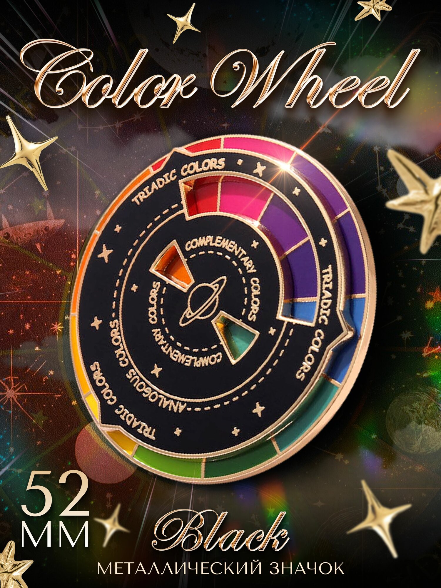 Металлический значок на рюкзак, сумку, портфель Itten's Color Wheel 52 мм