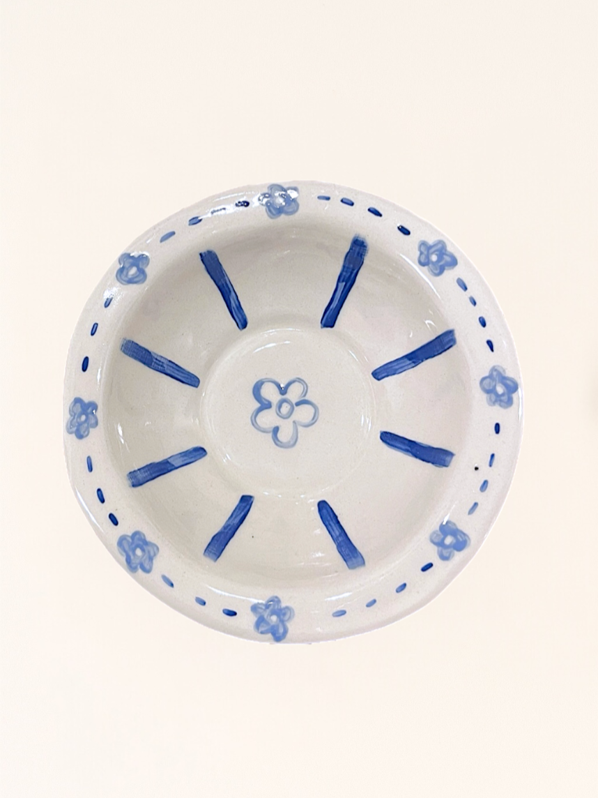 Тарелка - шляпа ручной работы "Цветочки", керамика, 18 см