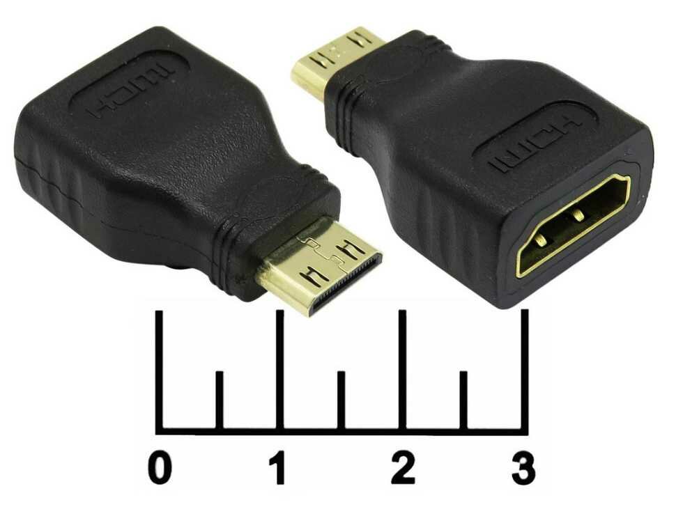 Переходник mini HDMI штекер/HDMI гнездо gold (9-0007)