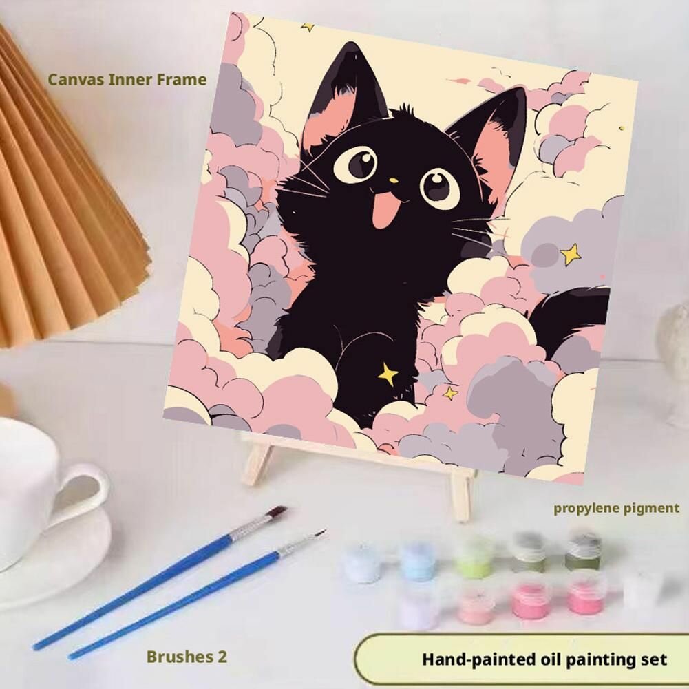 Картина по номерам 20x20 см с кошками, мультяшный рисунок для раскрашивания, DIY набор для творчества