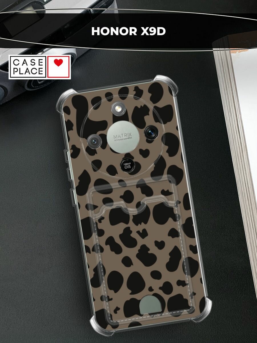 Чехол на Honor X9d (Хонор X9d) с картой и принтом Леопард минималистичный 1