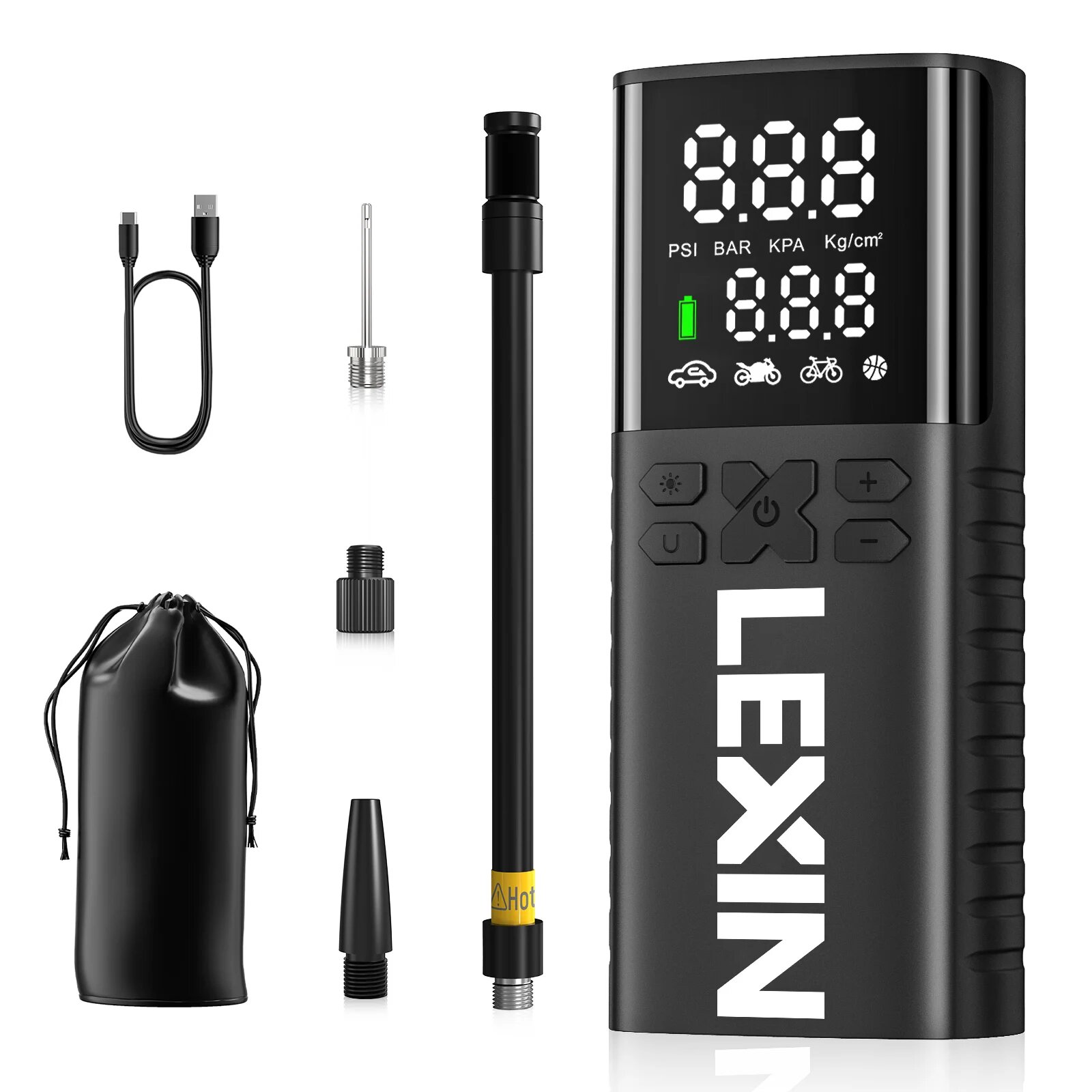 Lexin P4 умный воздушный насос 4000 мАч для мотоциклов, накачиватель шин, велосипедная лодка со светодиодной подсветкой, цифровым и предустановленным давлением