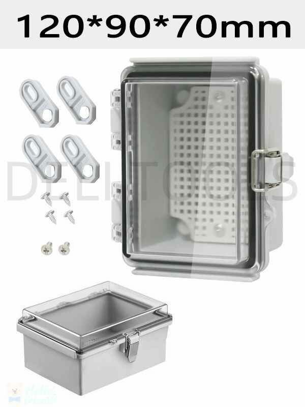 ABS Электрическая коробка, 120x90x70 мм, Водонепроницаемая прозрачная крышка IP67, Распределительная коробка с защелкой из нержавеющей стали, Настенные кронштейны